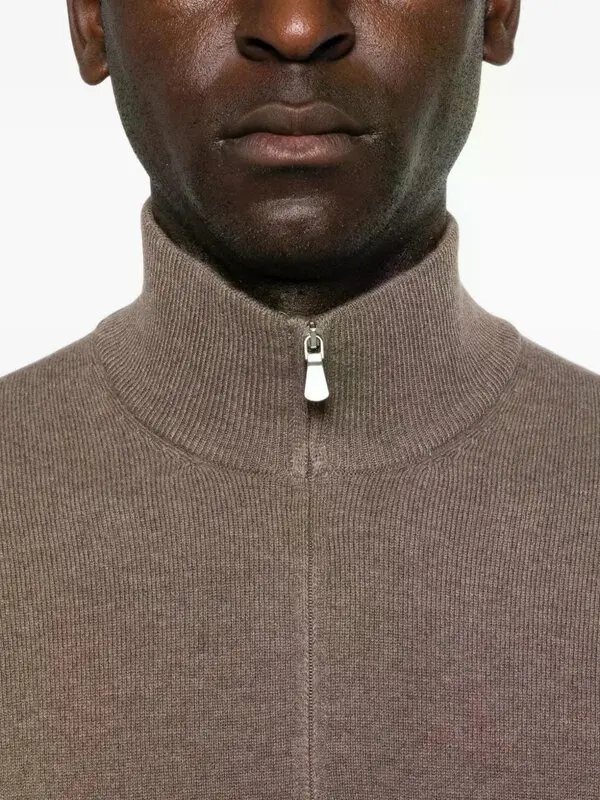 GRAN SASSO Quarter-zip Knitted Sweater - Brown