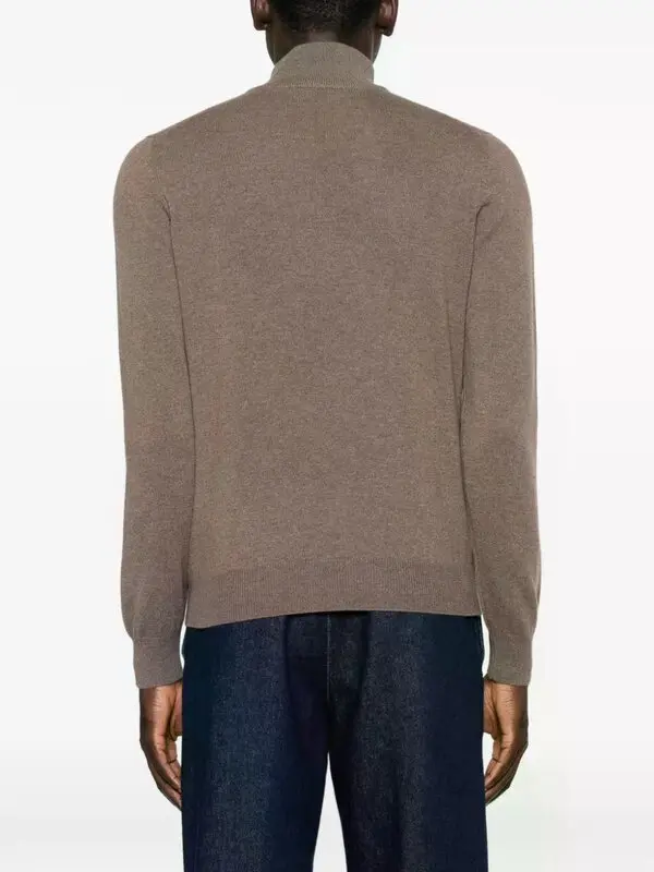 GRAN SASSO Quarter-zip Knitted Sweater - Brown