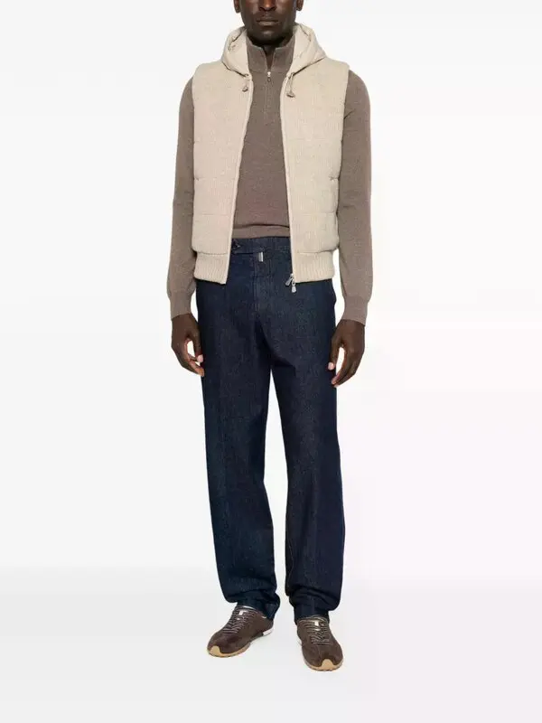 GRAN SASSO Quilted Hooded Gilet - Neutrals