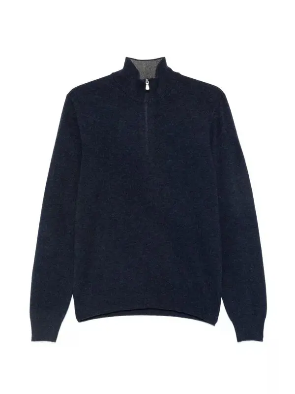 GRAN SASSO Quarter-zip Knitted Sweater - Blue