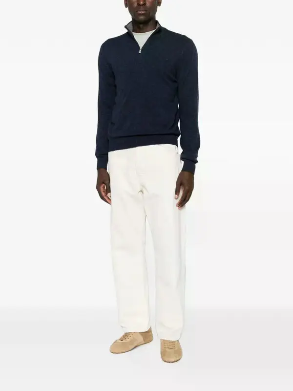 GRAN SASSO Quarter-zip Knitted Sweater - Blue