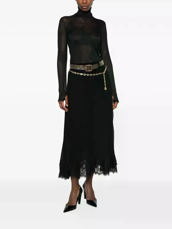 Zimmermann Pleated Lace-trim Midi Skirt - Black