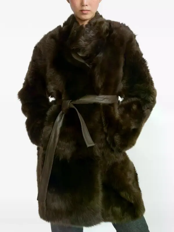 YVES SALOMON Reversible Belted Toscana Coat - Brown