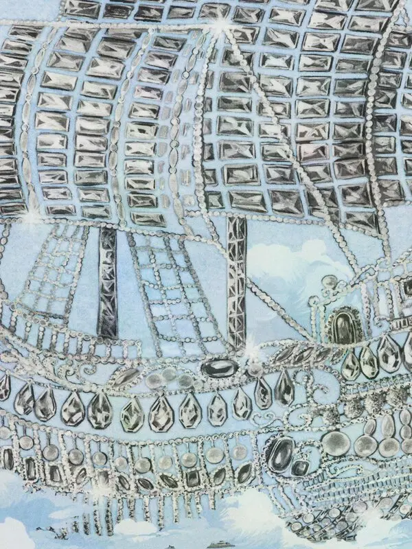 Moschino Jewelled Ship-print Scarf