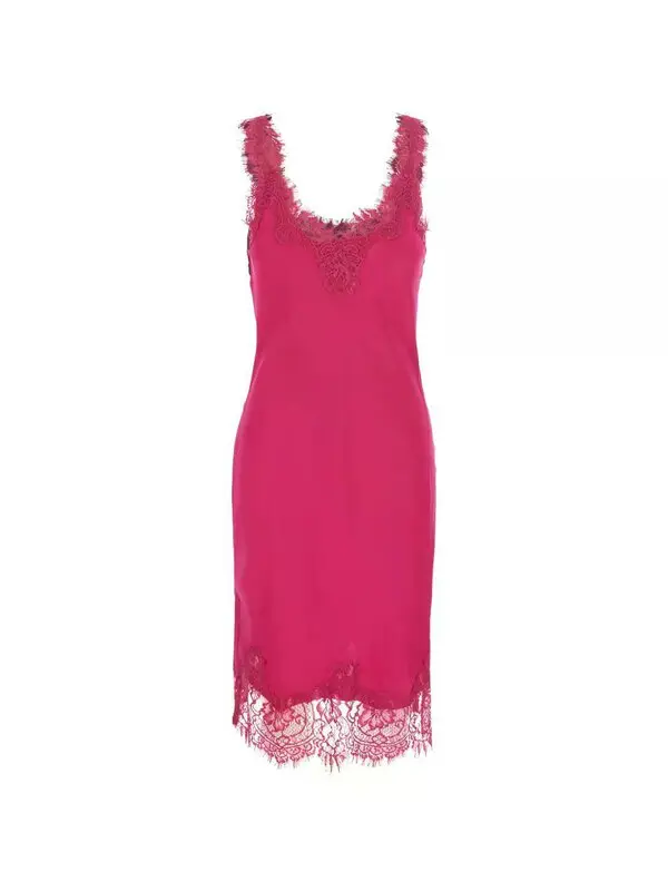 Gold Hawk Megan Lace-trim Silk Midi Dress - Pink