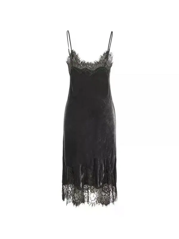 Gold Hawk Lace-trim Midi Dress