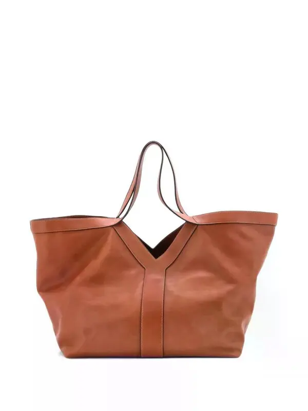 Saint Laurent Leather Medium Tote Bag - Brown