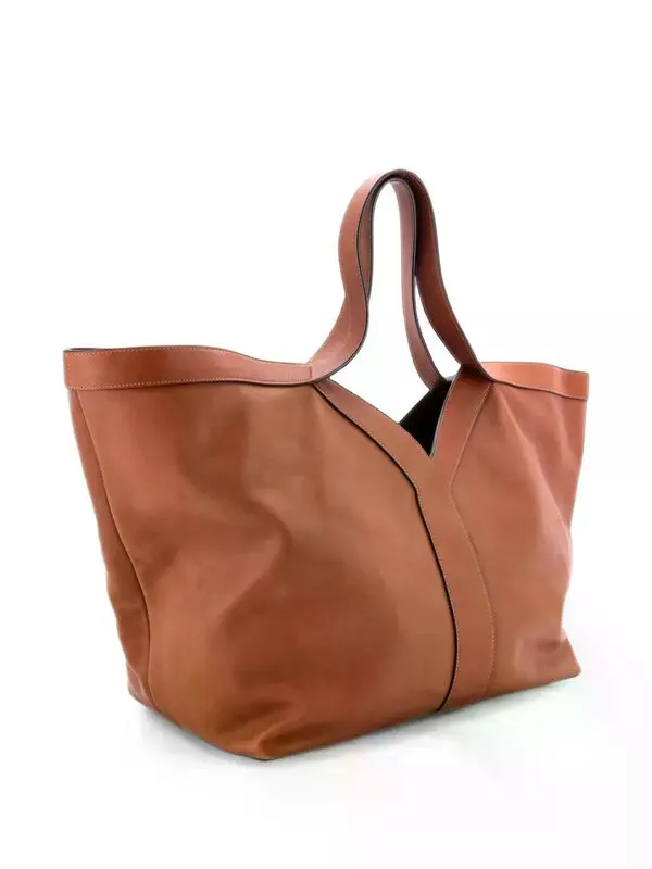 Saint Laurent Leather Medium Tote Bag - Brown