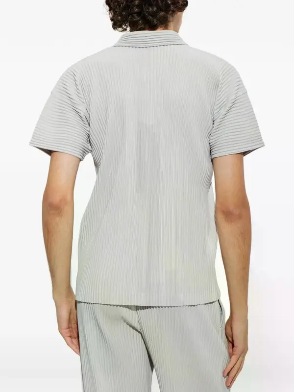Issey Miyake Pleated Polo Shirt - Grey