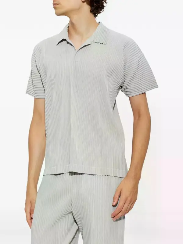 Issey Miyake Pleated Polo Shirt - Grey