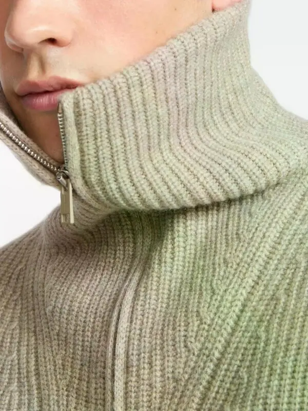 YVES SALOMON Zip-front Ribbed-knit Sweater