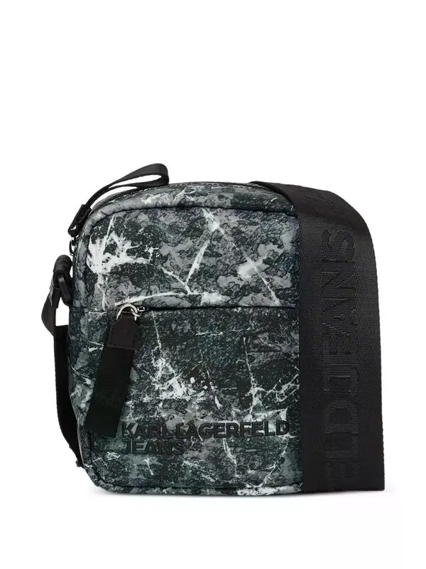 Karl Lagerfeld All-over Print Logo Cross Body Bag - Black