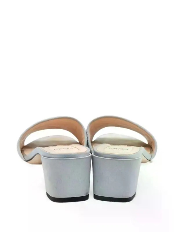 Fendi Ff Logo-embroidered Block-heel Sandals
