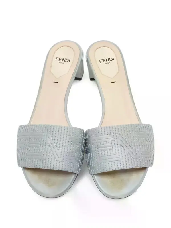 Fendi Ff Logo-embroidered Block-heel Sandals