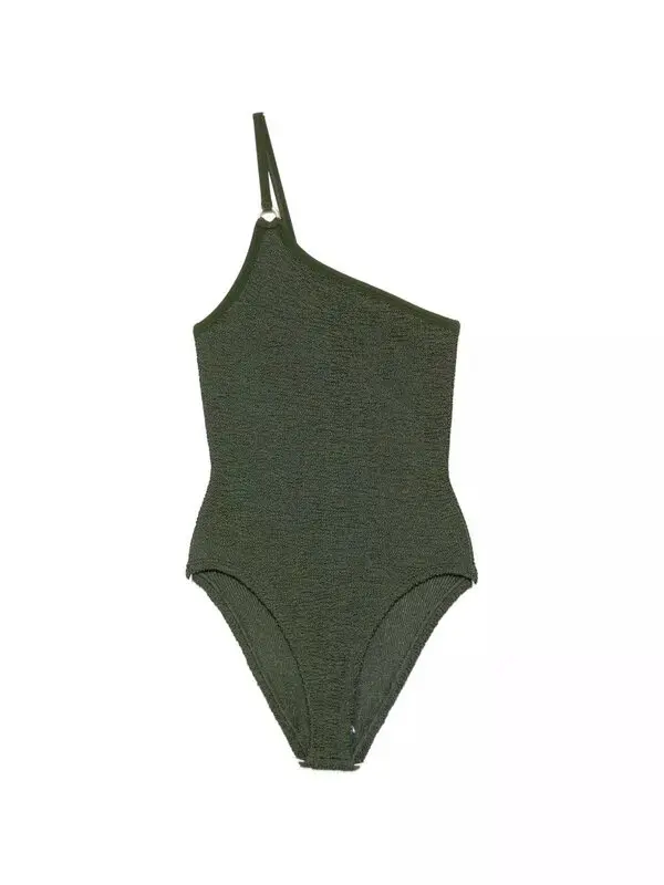 Hunza G One-shoulder Crinkle-effect Swimsuit - Green