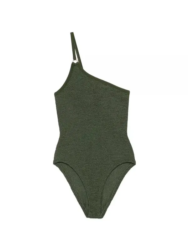 Hunza G One-shoulder Crinkle-effect Swimsuit - Green