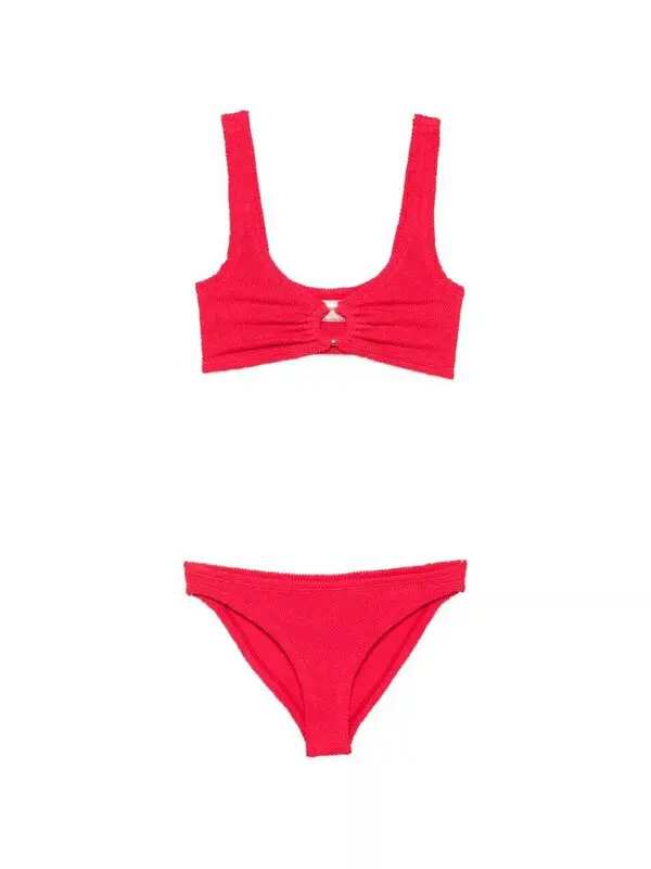 Hunza G Julia Crinkle-effect Bikini - Red