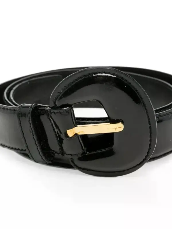 FERRAGAMO 1980s Gancini Patent Leather Belt