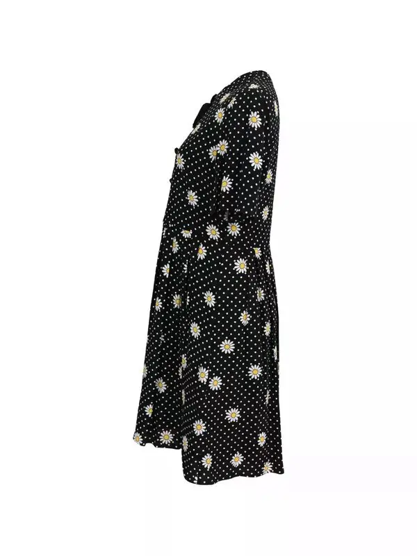 Saint Laurent Daisy-print Rhinestone-button Mini Dress