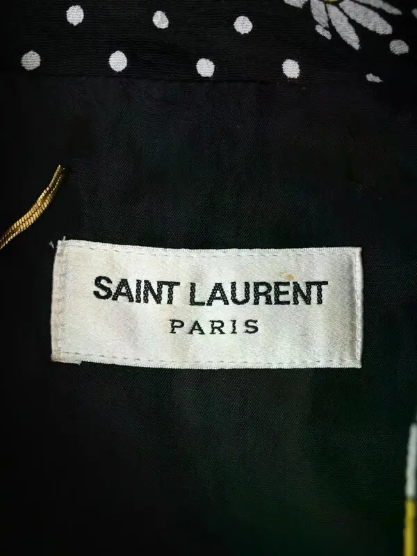 Saint Laurent Daisy-print Rhinestone-button Mini Dress