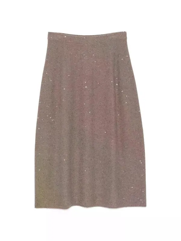 Antonelli Firenze Sequin-embellished Knitted Maxi Skirt - Brown