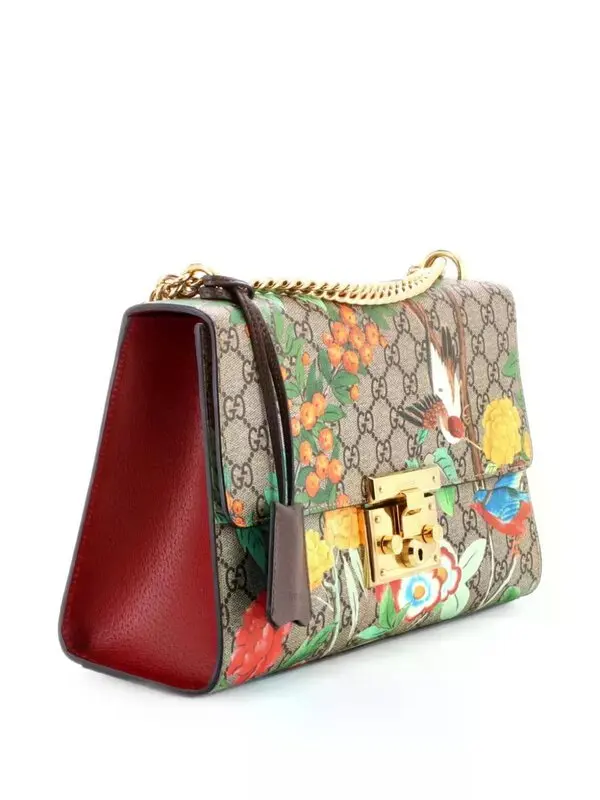 Gucci Padlock Tian Print Gg Coated Canvas Medium Shoulder Bag