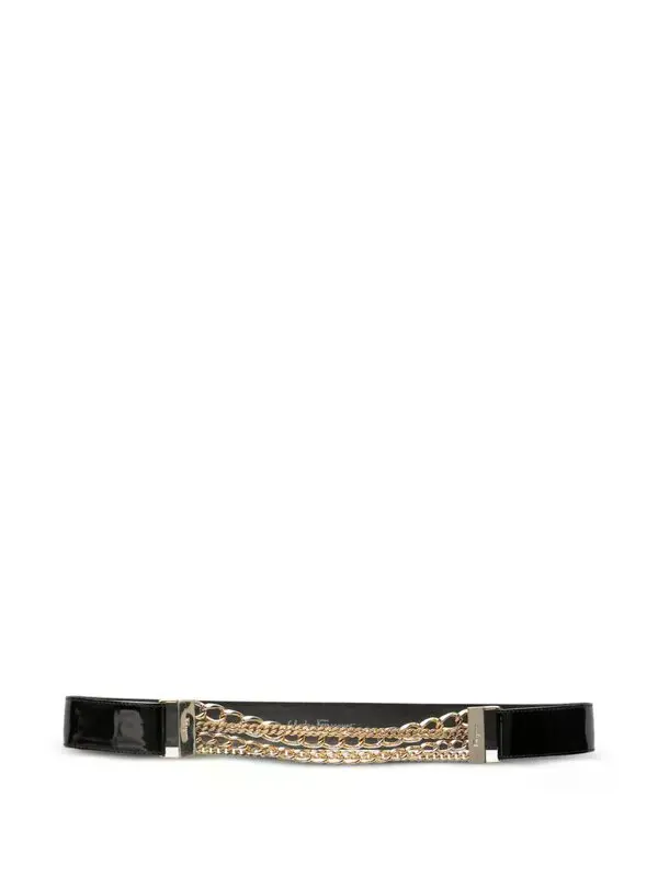 FERRAGAMO Chain-link Patent Leather Belt - Black
