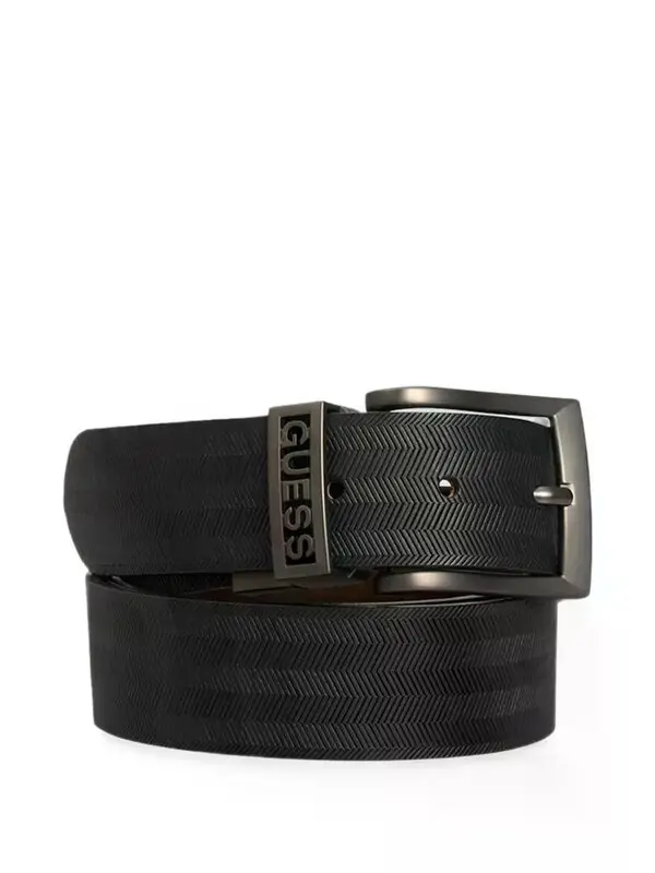 Guess Herringbone Pattern Belt - Black