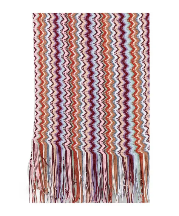 Missoni Zig-zag Pattern Fringed Scarf