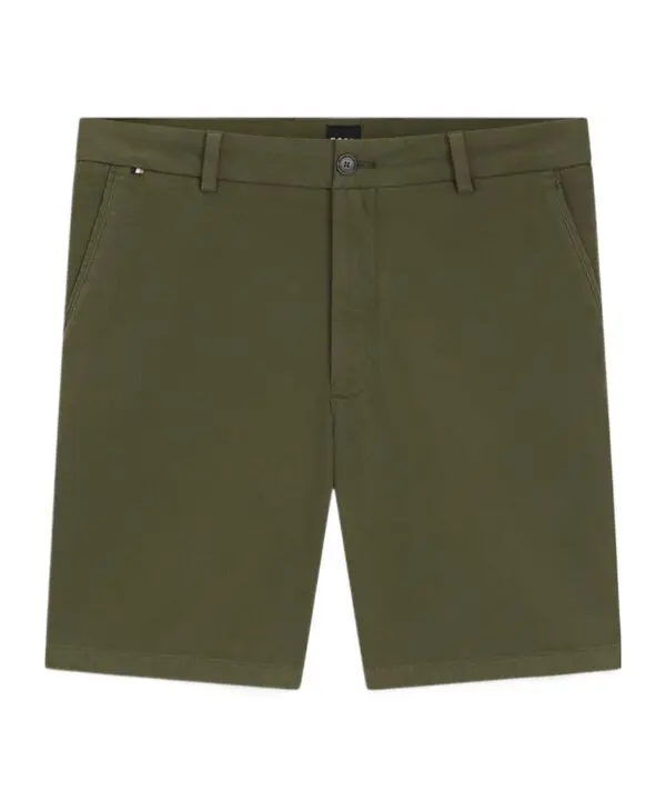 Hugo Boss Modern-fit Shorts In Stretch Cotton - Khaki