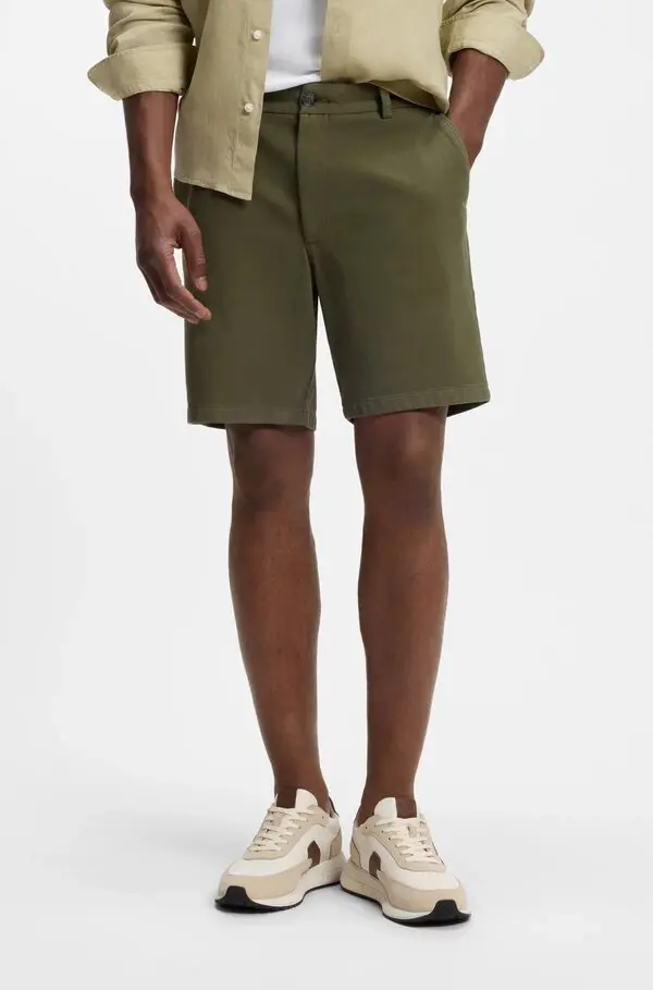 Hugo Boss Modern-fit Shorts In Stretch Cotton