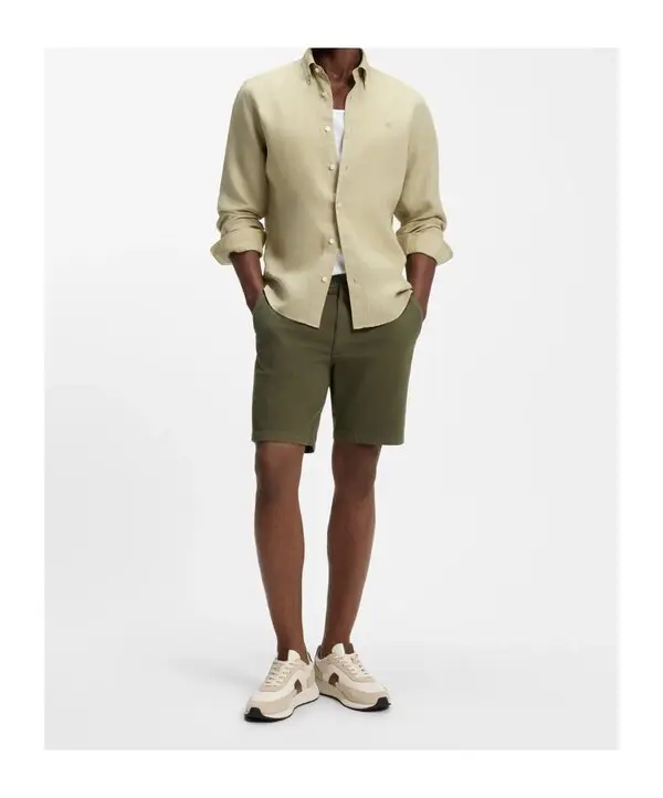 Hugo Boss Modern-fit Shorts In Stretch Cotton
