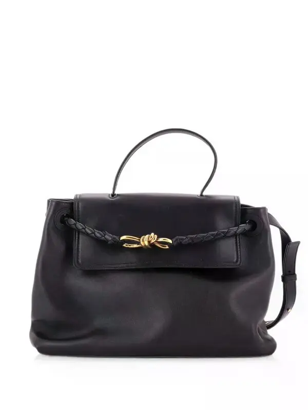 Bottega Veneta Ciao Ciao Top Handle Bag Leather With Intrecciato Detail Medium Satchel - Black