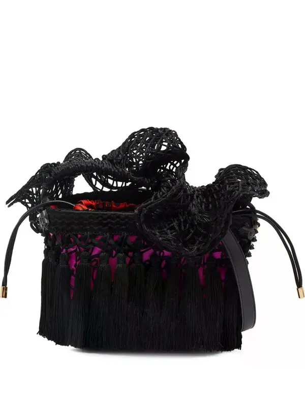 CHRISTIAN LOUBOUTIN Flamencaba Embroidered Bucket Bag - Black