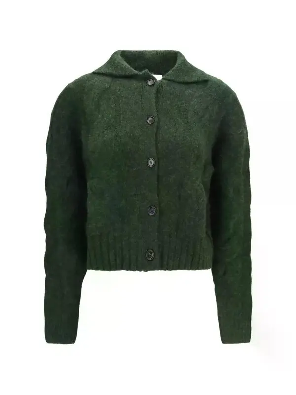 ALLUDE Cable-knit Button-up Cardigan - Green
