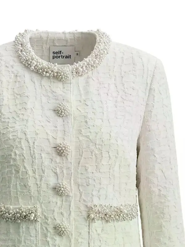 SELF-PORTRAIT Textured Denim Jacket - Neutrals