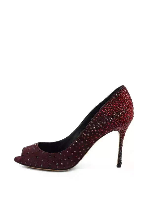 SERGIO ROSSI Crystal-embellished Peep-toe Pumps