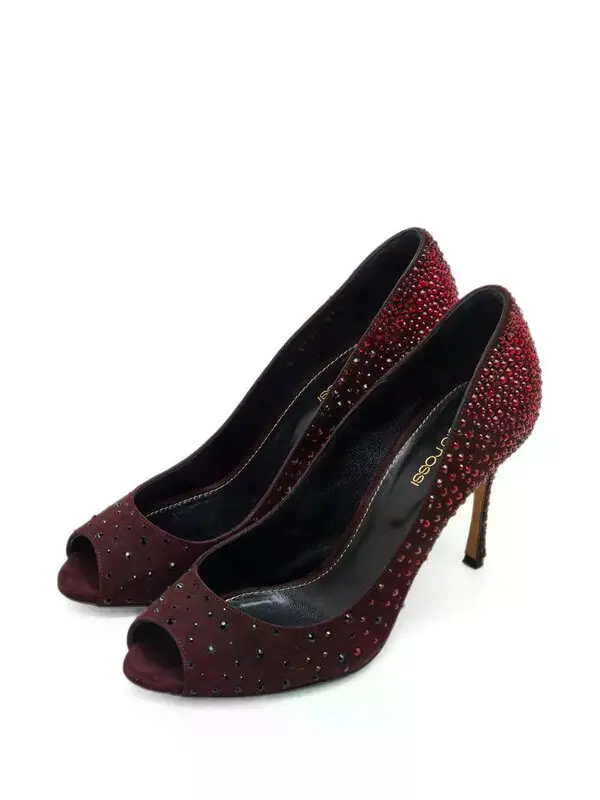 SERGIO ROSSI Crystal-embellished Peep-toe Pumps