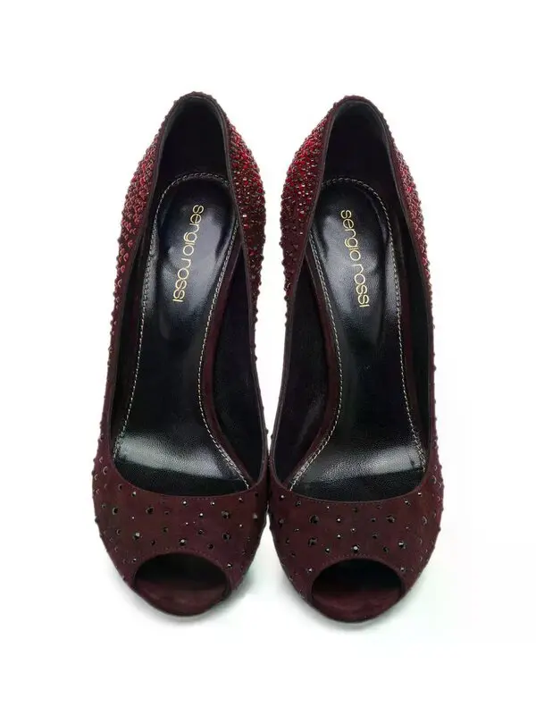 SERGIO ROSSI Crystal-embellished Peep-toe Pumps