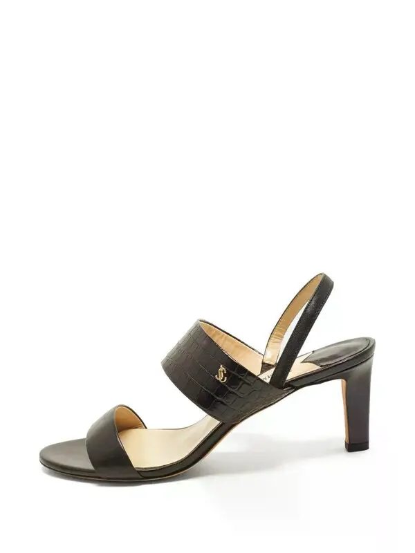 JIMMY CHOO Croc-effect Leather Sandals - Black