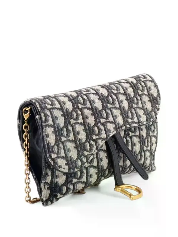 Dior Saddle Chain Wallet Oblique Canvas Crossbody Bag
