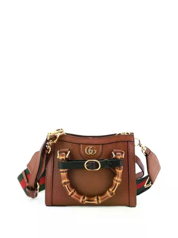 Gucci Diana Nm Bamboo Handle Tote Leather Mini Crossbody Bag - Brown