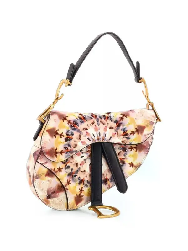 Dior Saddle Handbag Kaleidiorscopic Calfskin Mini Satchel - Multicolour