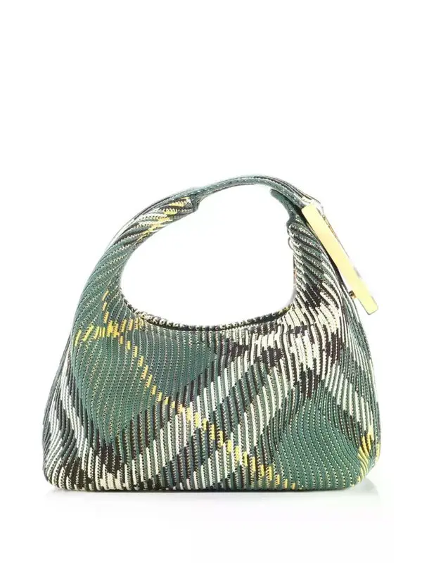Burberry Peg Handle Knit Check Fabric Mini Satchel