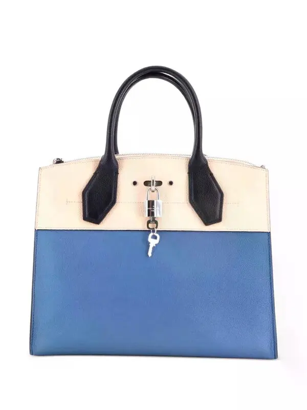 LOUIS VUITTON City Steamer Handbag Leather Tote Bag - Blue