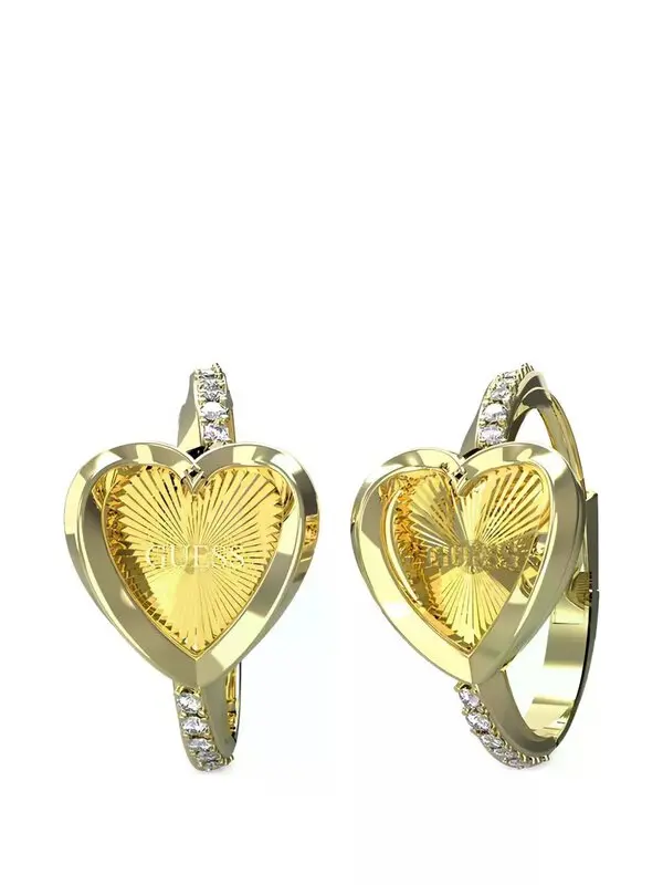 Guess Heart-motif Crystal-embellished Hoop Earrings - Gold