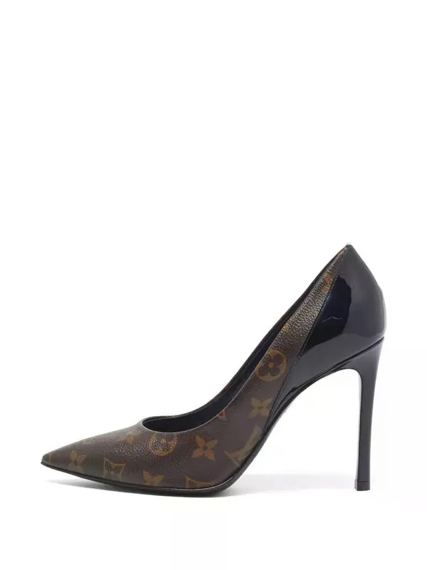 LOUIS VUITTON Chérie Monogram Heeled Pumps - Brown
