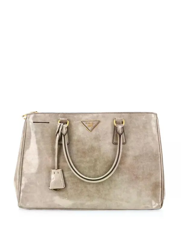 Prada Double Zip Lux Spazzolato Leather Medium Tote Bag - Brown