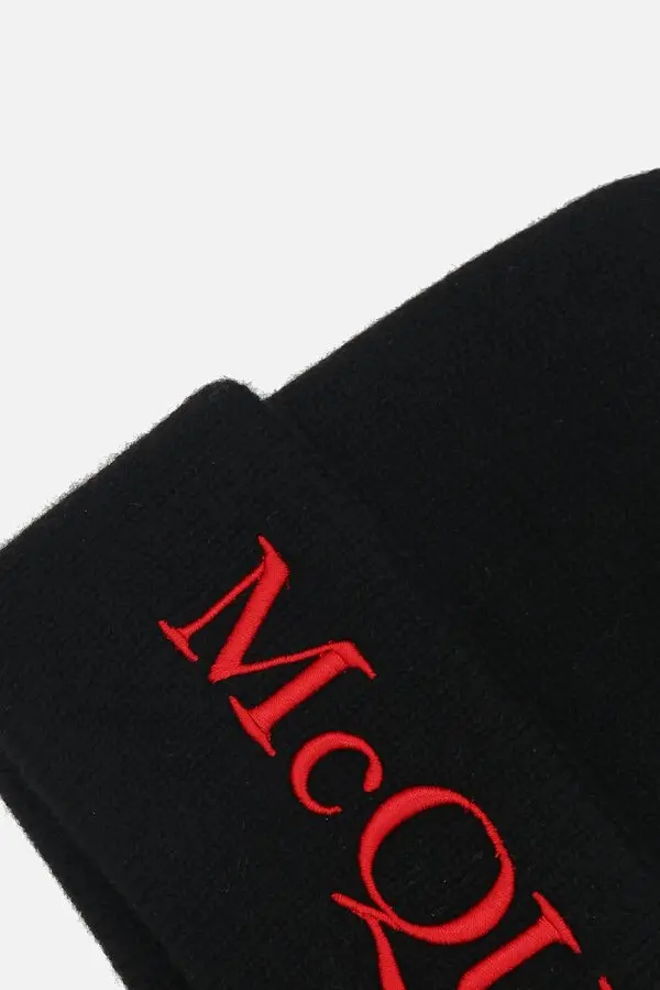Alexander McQueen Logo-embroidered Cashmere Beanie - Black