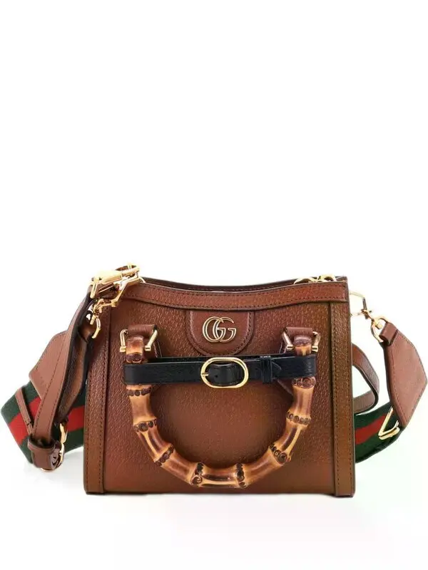 Gucci Diana Nm Bamboo Handle Tote Leather Mini Crossbody Bag - Brown